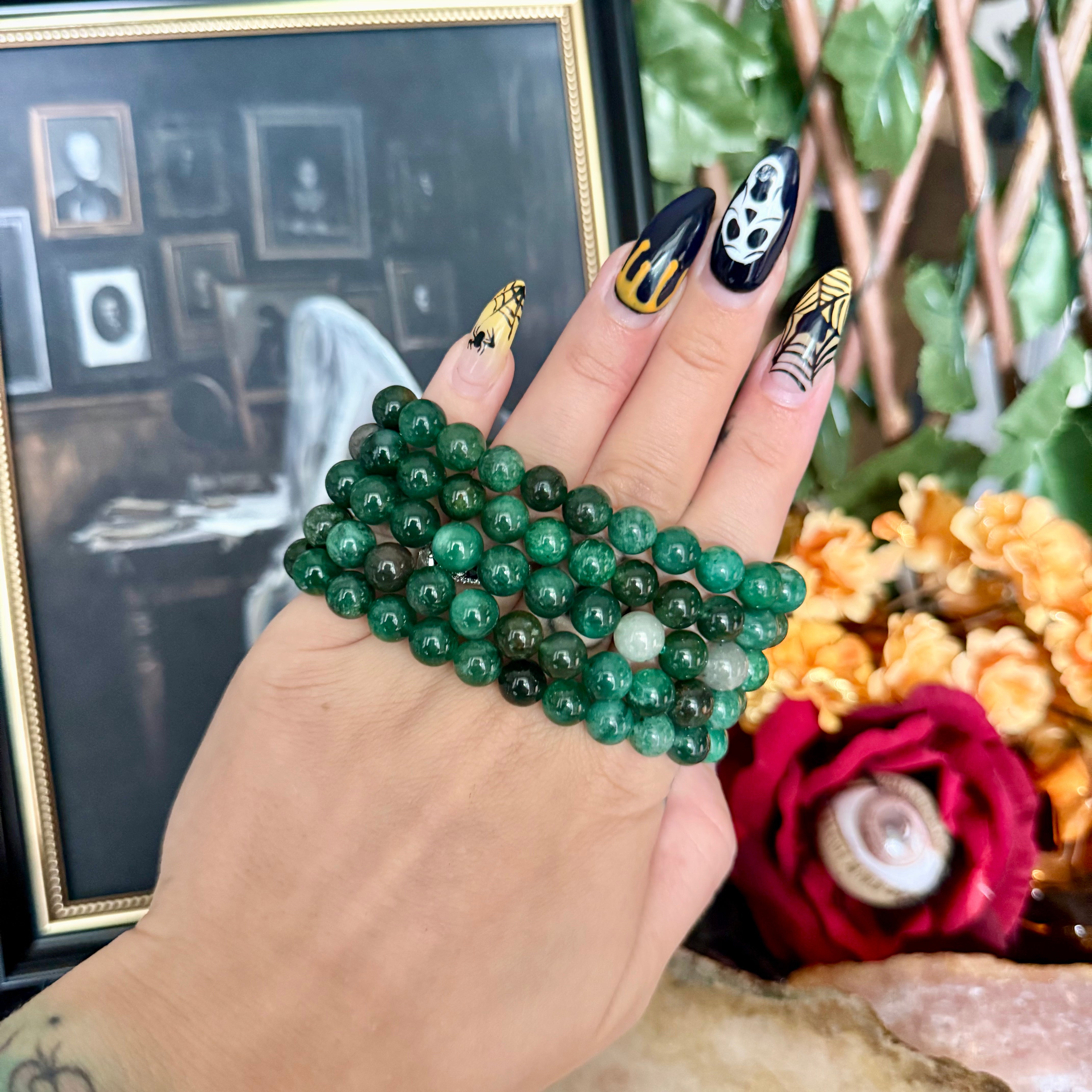 8mm Emerald Bracelet, Rebirth, Balancing Stone – The Crystalline Soul